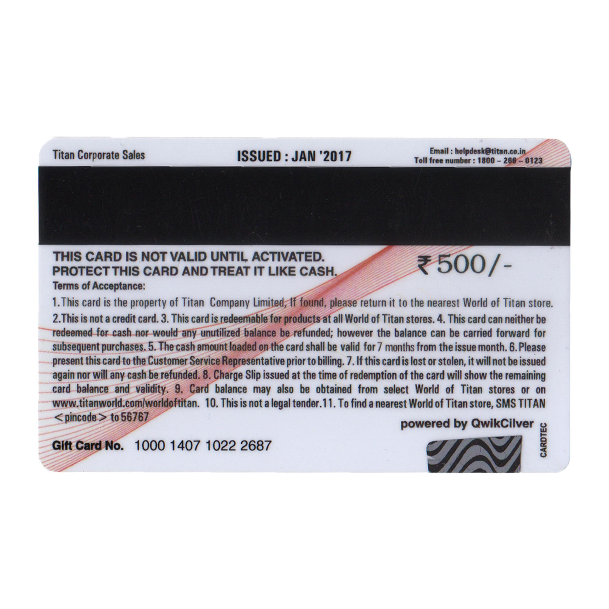 Titan Gift Vouchers Rs.2500/- | Watches (Him)