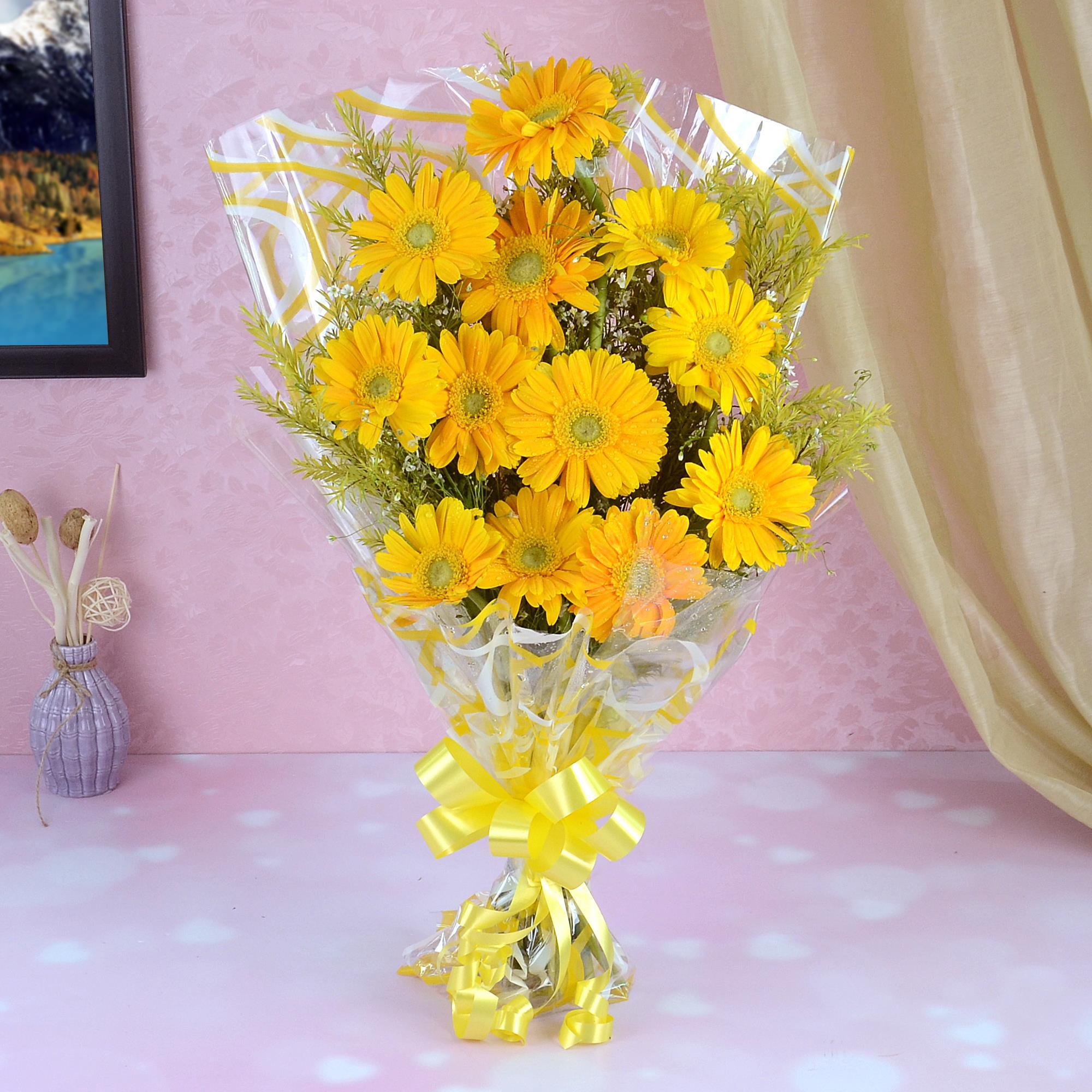 12 Yellow Gerberas Bunch | Assorted Flowers