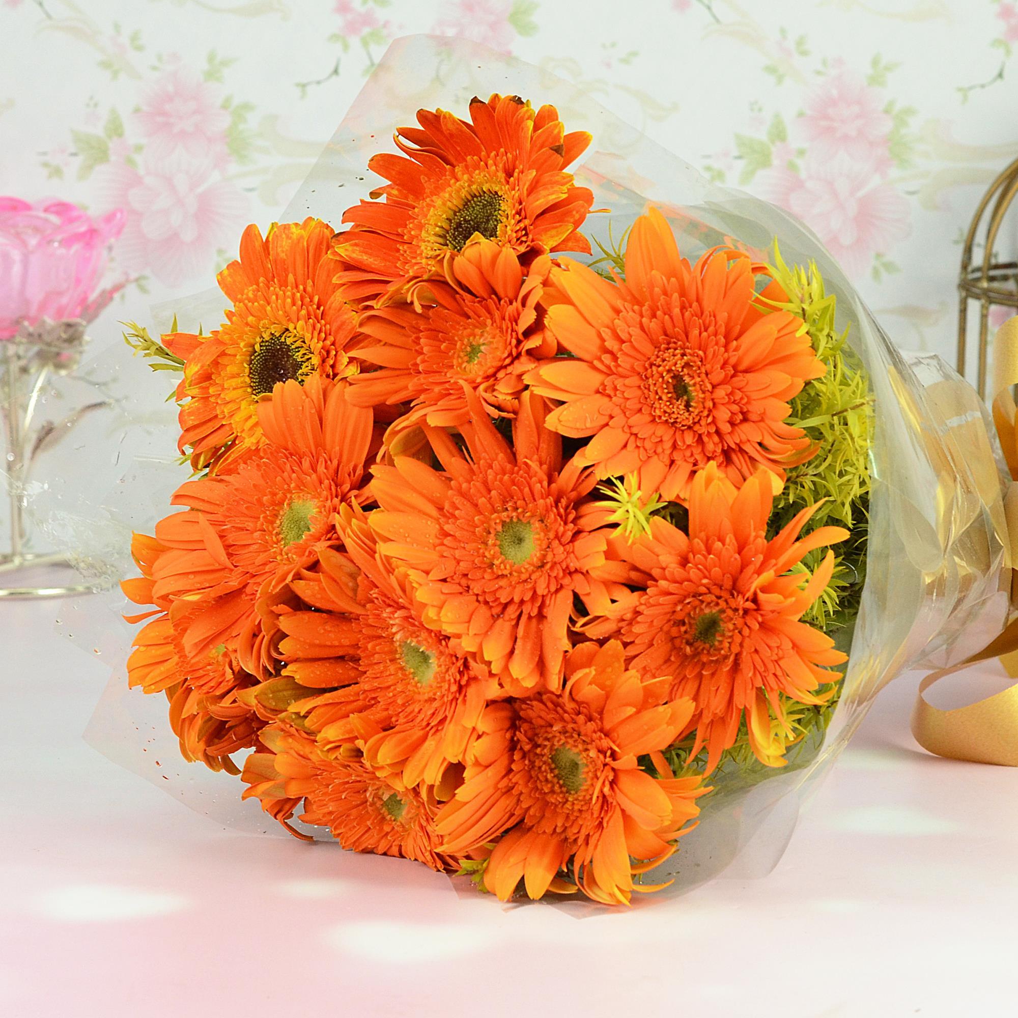 12 Orange Gerbera Bunch | Assorted Flowers