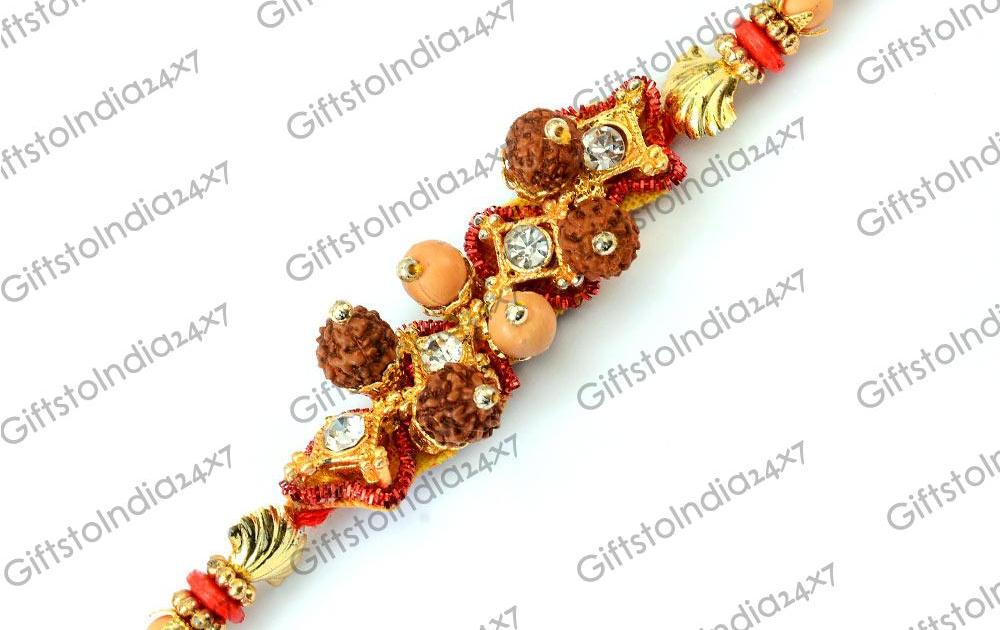 Attaractive Rudraksh Rakhi | Cheap Rakhi