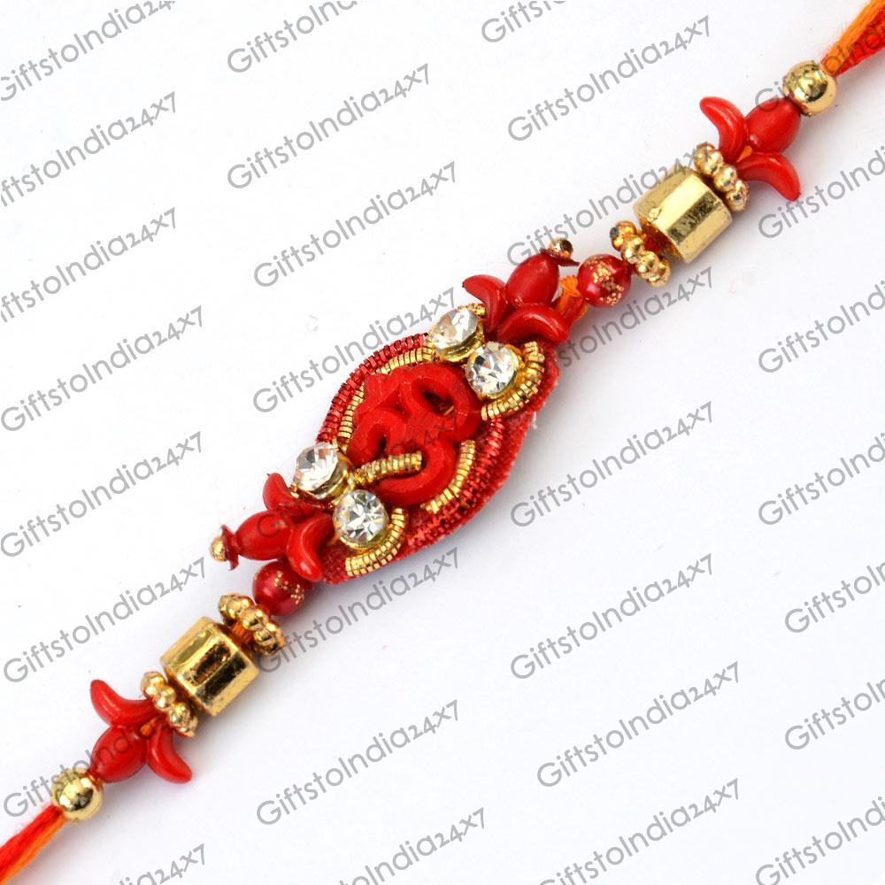 Red Colored Om Rakhi | Cheap Rakhi