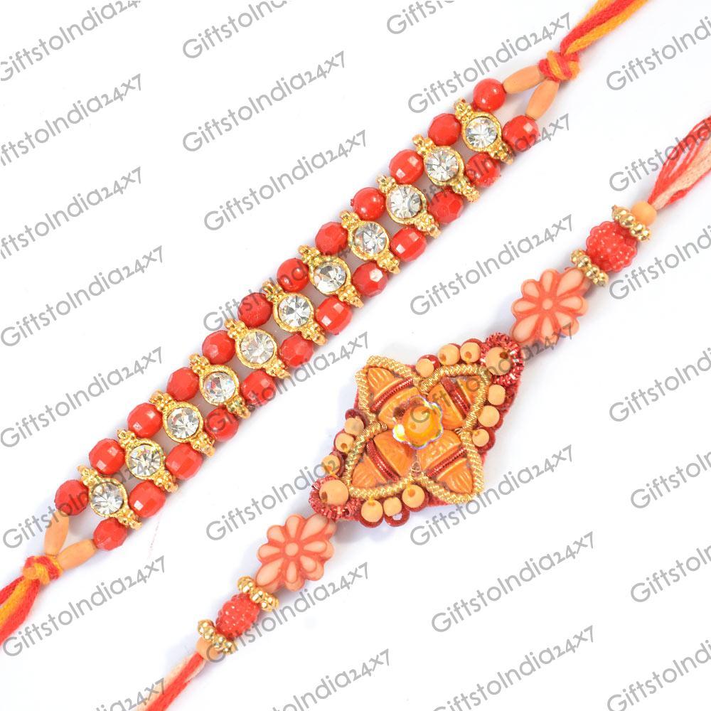 Beautiful Two Pair Rakhi Set | Rakhis