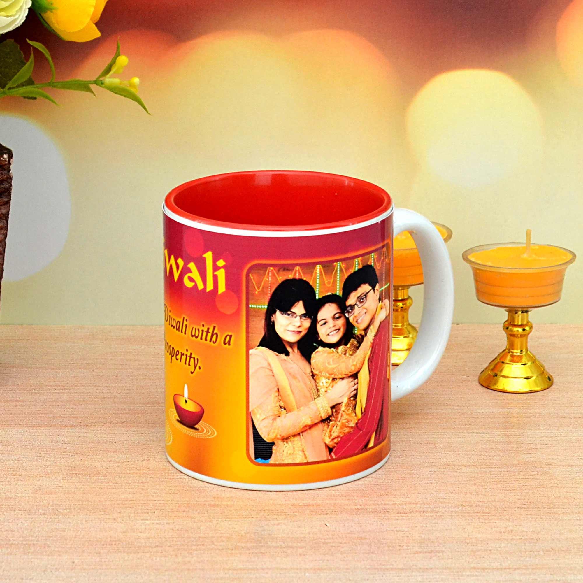 Personalized Red Diwali Mug, Personalized Diwali Gifts