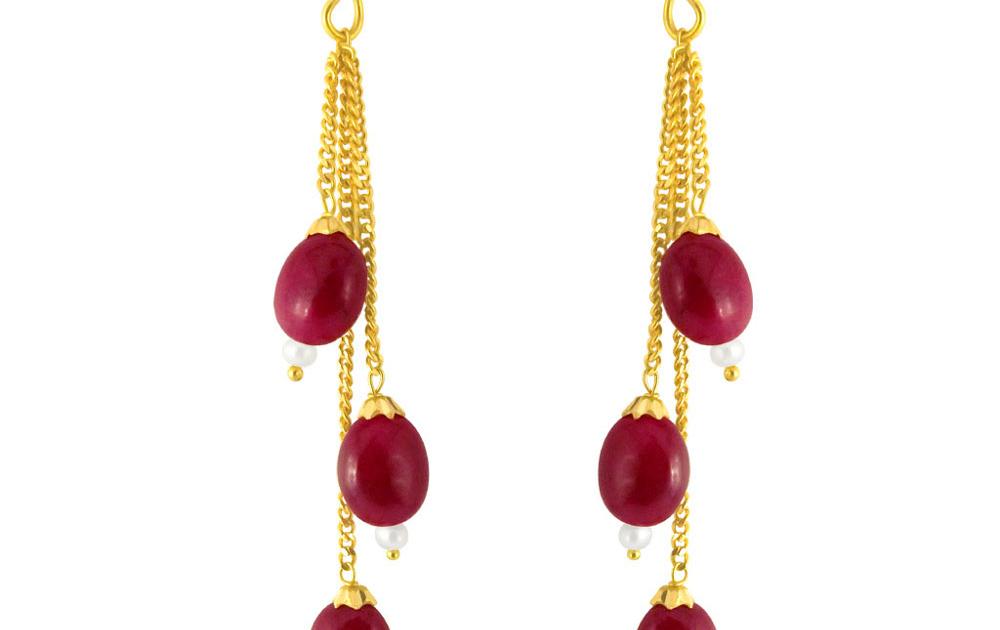 Beautiful Ruby gold hangings, Jewellery