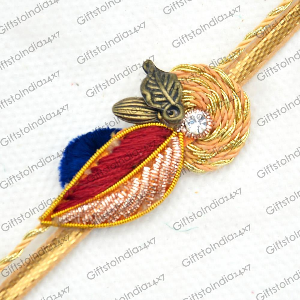 Alluring Golden Zardosi Rakhi | Cheap Rakhi