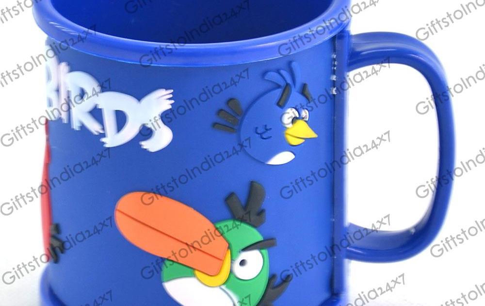 Playful Blue Angry Bird Mug For Kids, Personalized Photo Mugs
