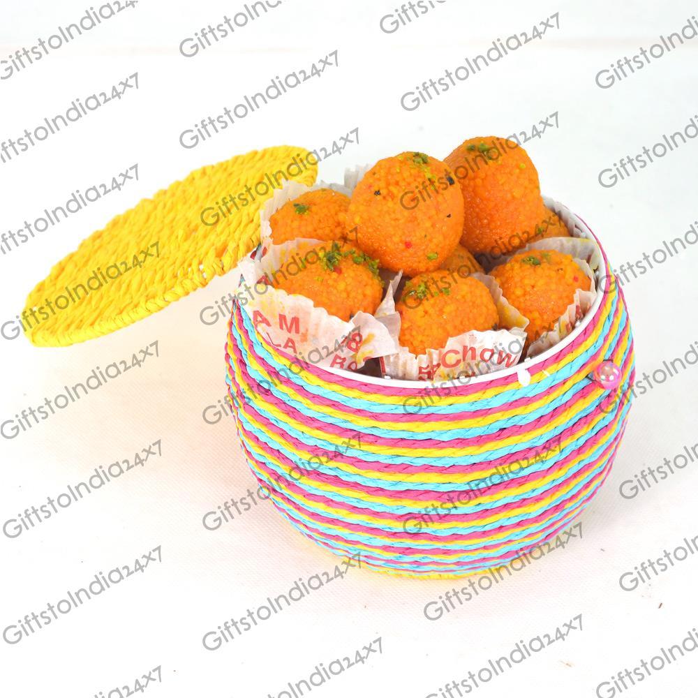 Sumptuous Laddu Delight Basket, Sweets