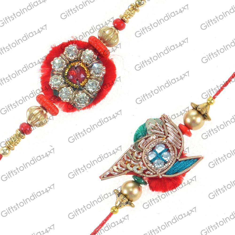 A Pair of Gorgeous Red Rakhis | Cheap Rakhi