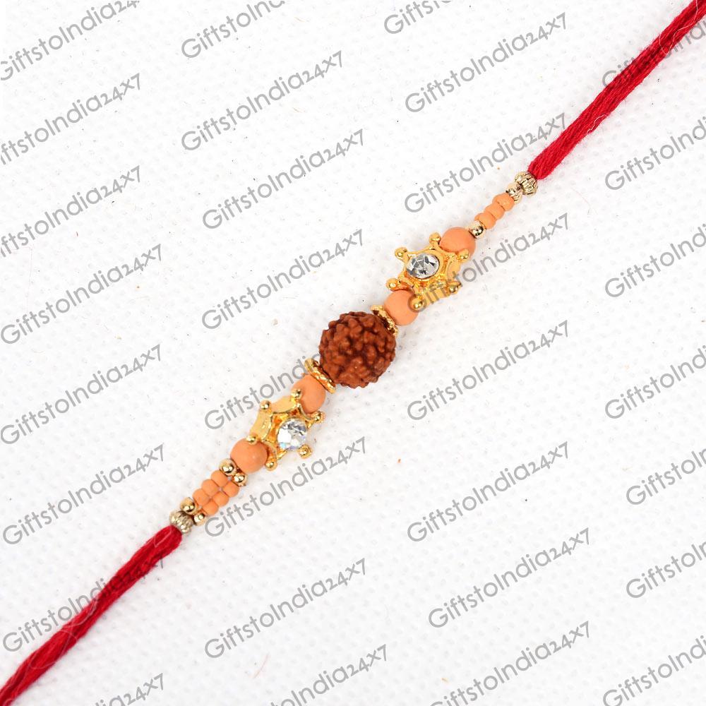 Simple & Elegant Rudraksha Rakhi | Online Rakhi Store