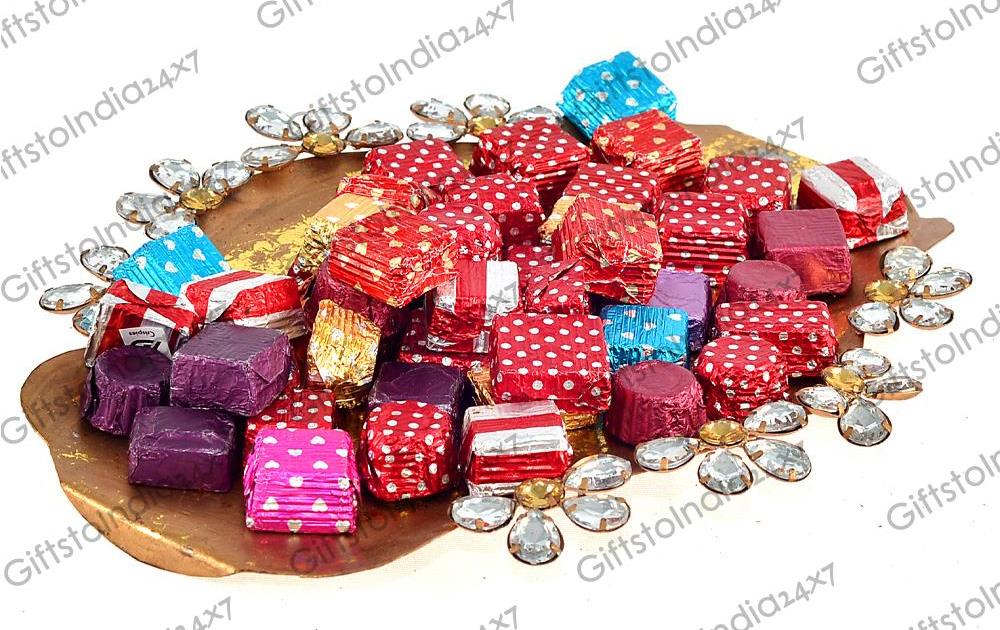 Golden Tray full of Handmade Chocolates | Chocolates