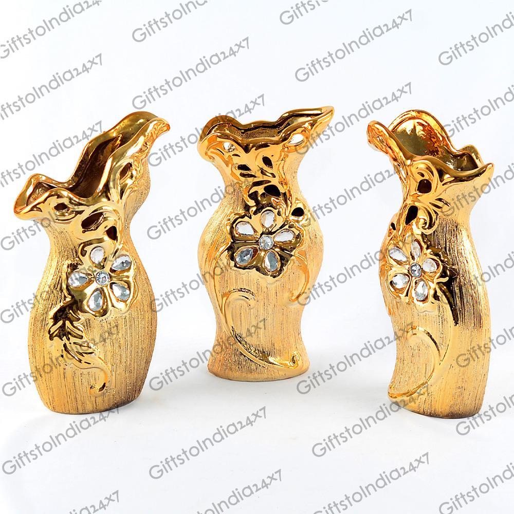 Exquisite Golden Flower Vases Set, Flower Vase