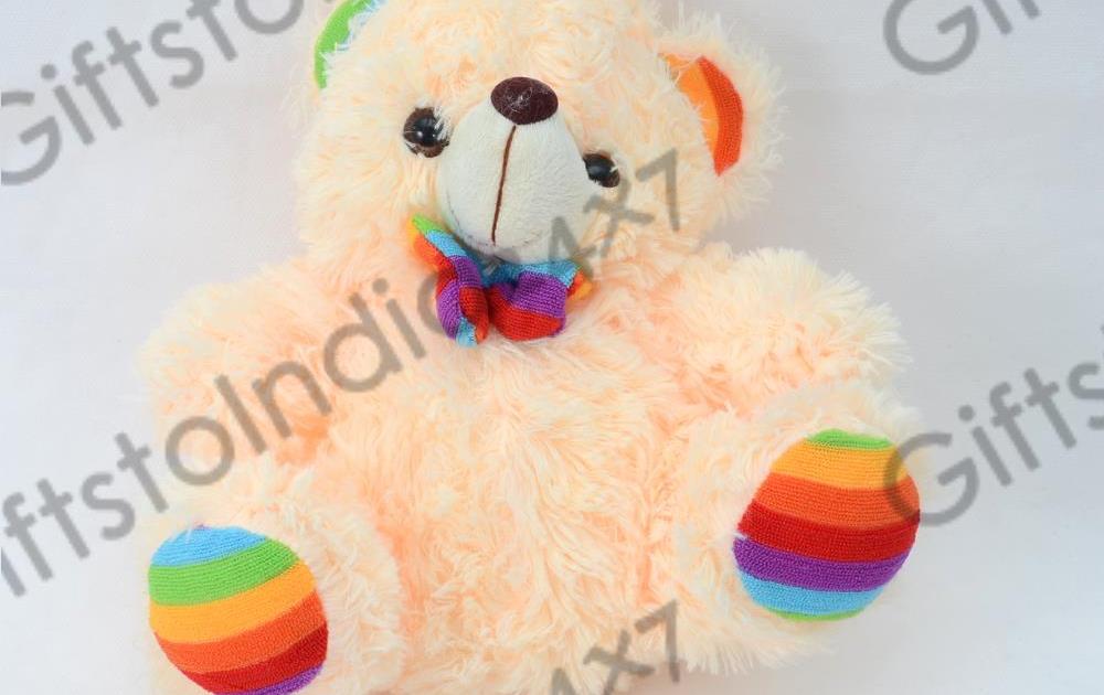 Peach Teddy with Neck Tie | Soft Toys
