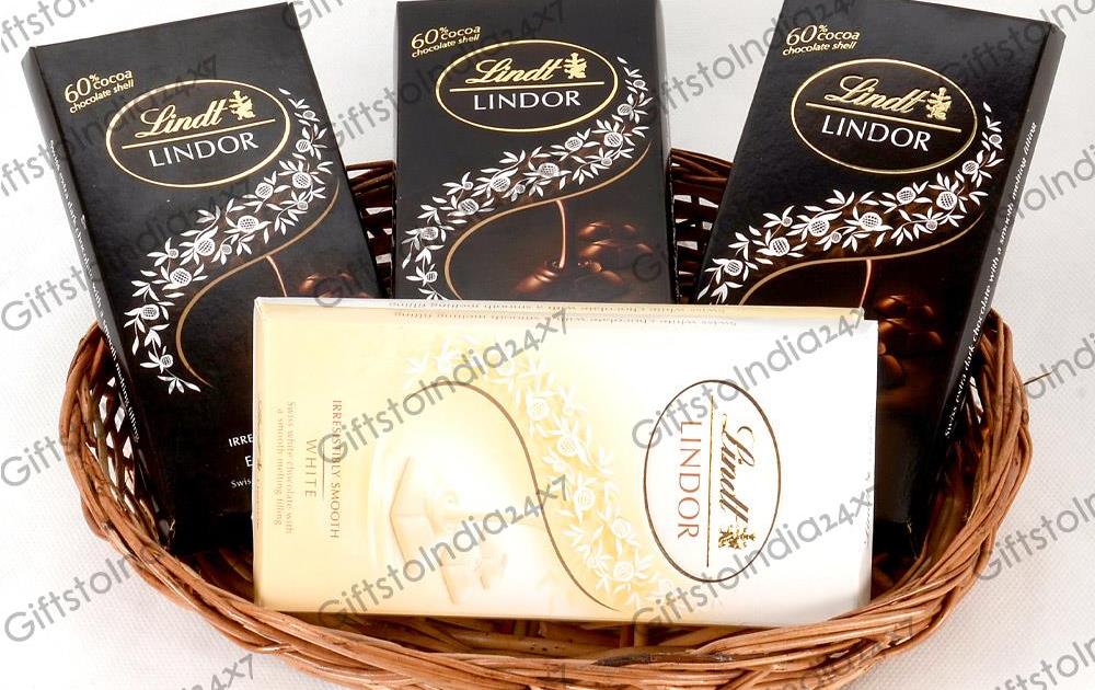 Lindt Lindor Chocolates in a Cane Basket | Chocolates