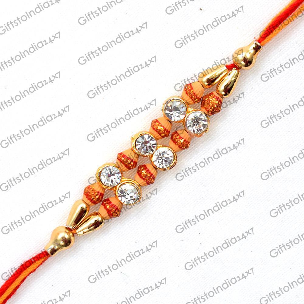 Simple Beads Rakhi with Stones | Cheap Rakhi