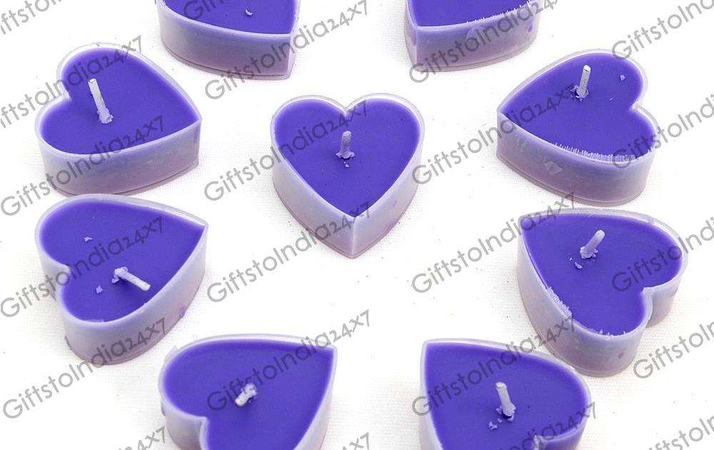 Perfumed Mauve Heart Candles, Candles & Lanterns