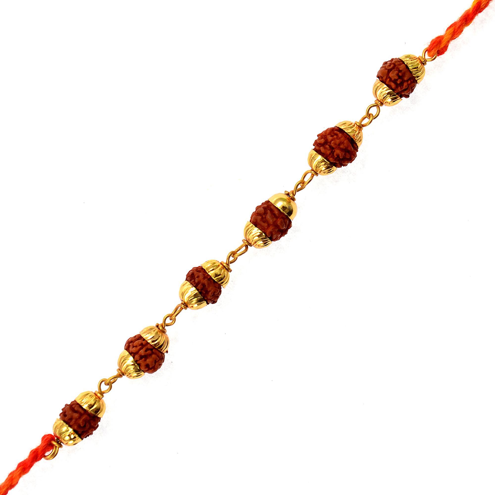 Amazing Golden Rudraksha Rakhi | Rakhis