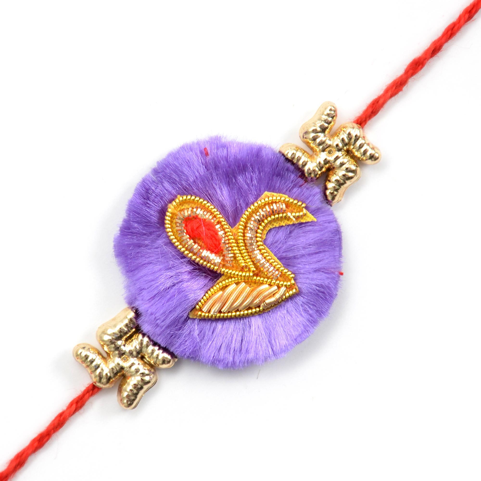Pretty Purple Zardosi Swastika Rakhi | Rakhis