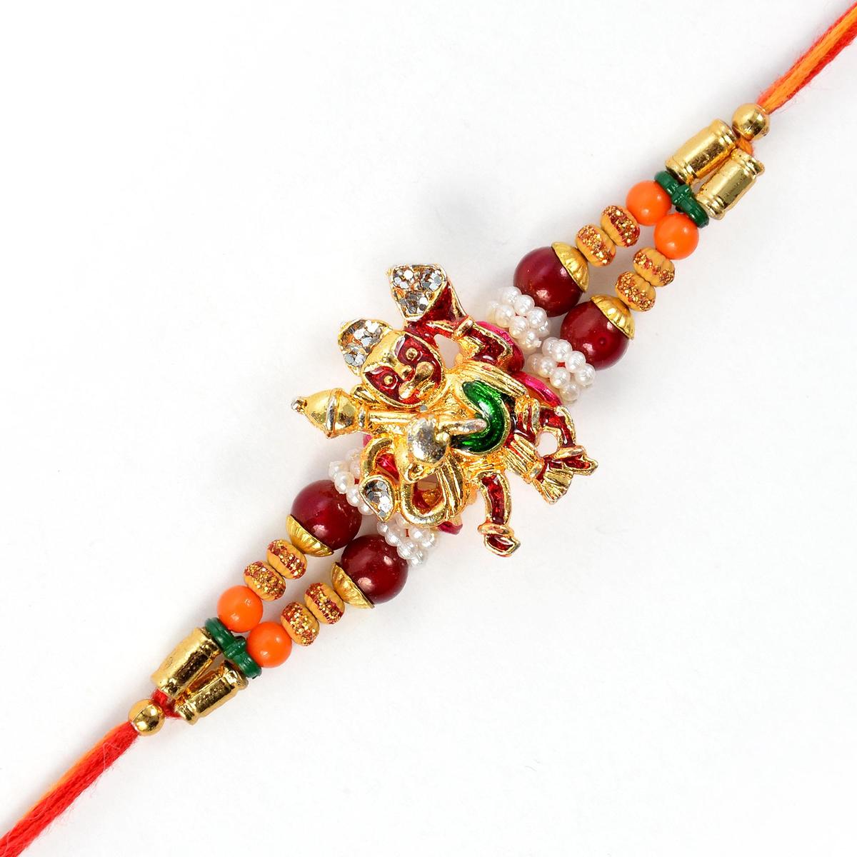 Red and Golden Bajrangbali Rakhi | Rakhis