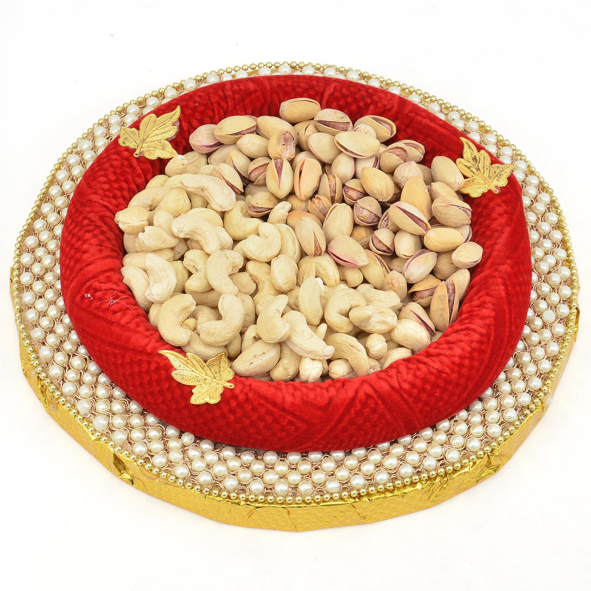 Yummy Dry Fruits in Red Thali | Exclusive Thalis