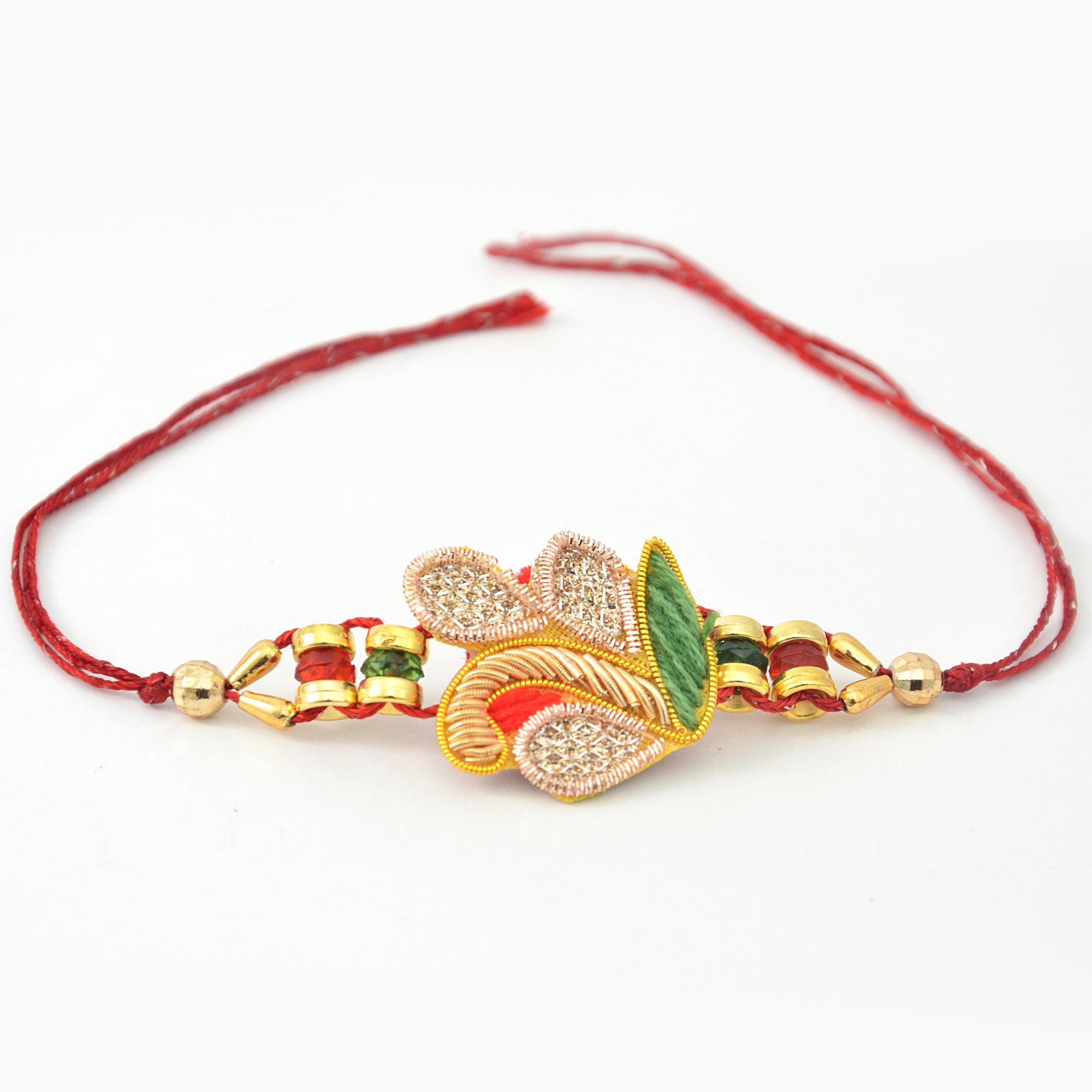 Silver Rakhi with Golden Border Work | Rakhis