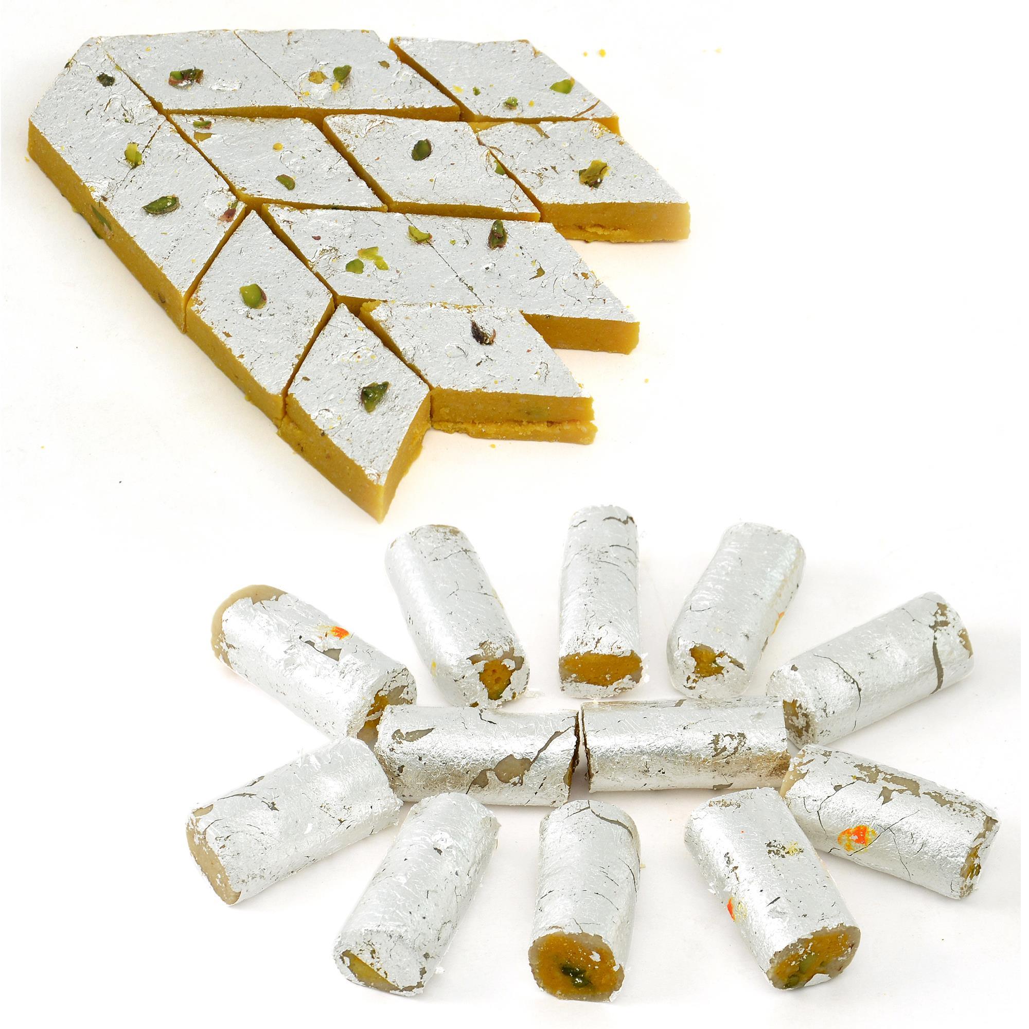 Combo of Kaju Roll and Kesar Barfis, Exclusive Sweets