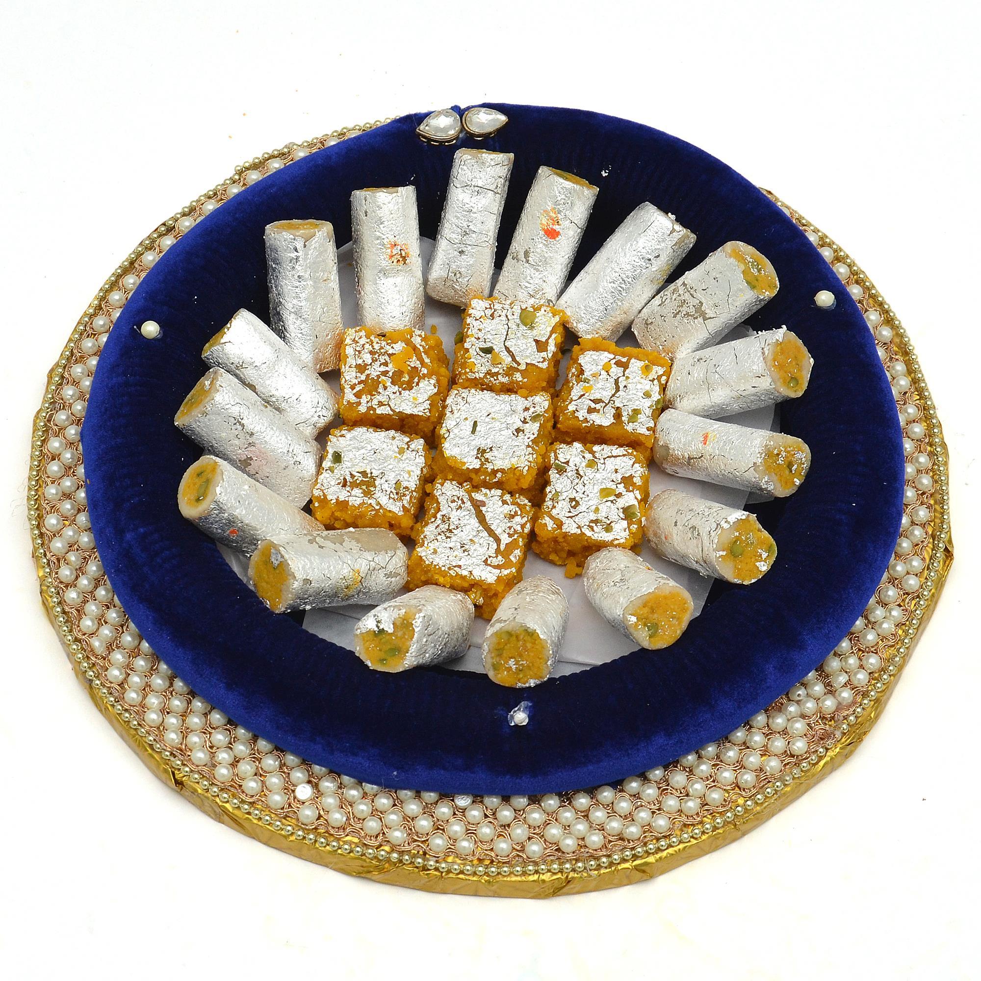 Delectable Sweets in Blue Tray | Exclusive Thalis