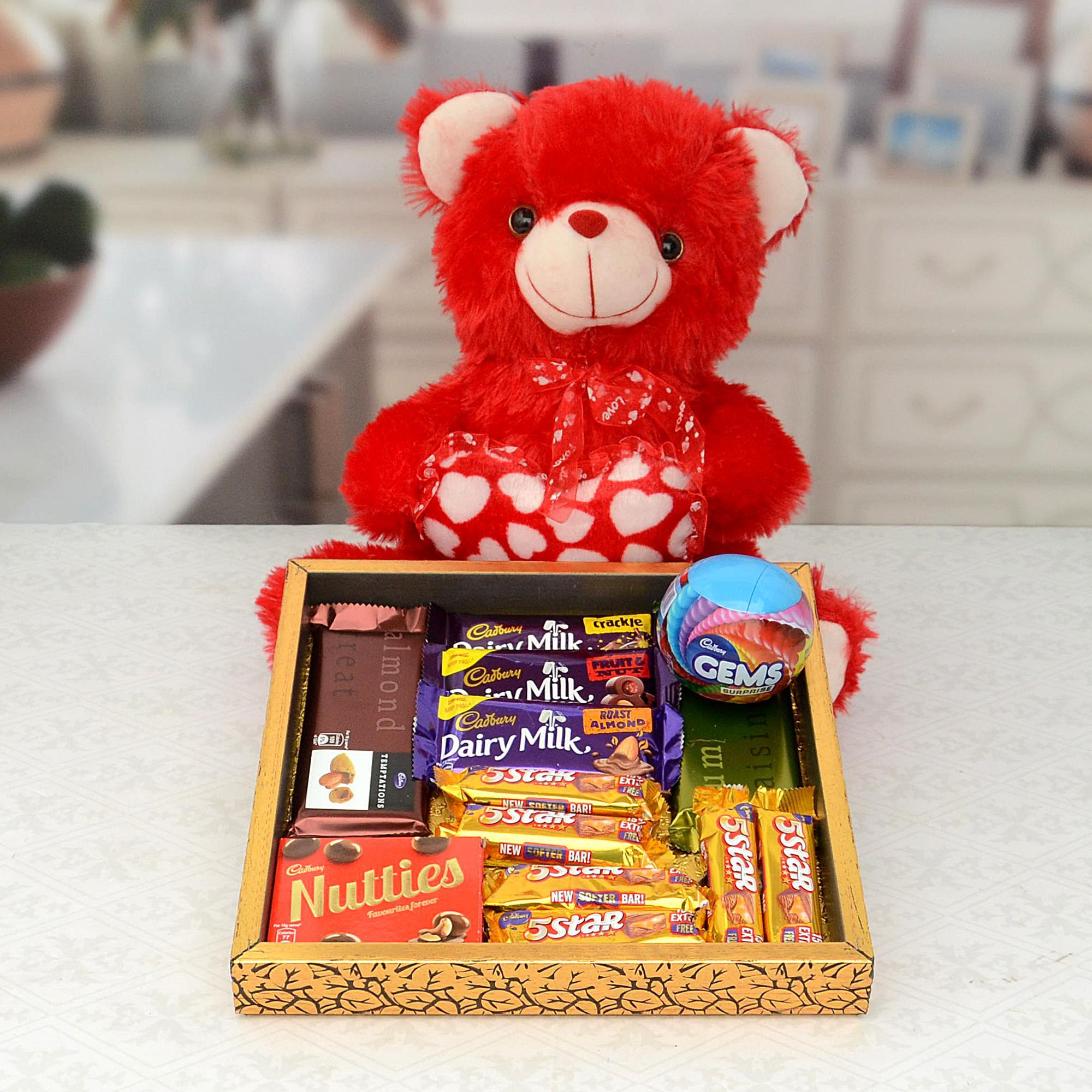 Red Teddy & Chocolates | Gift Baskets