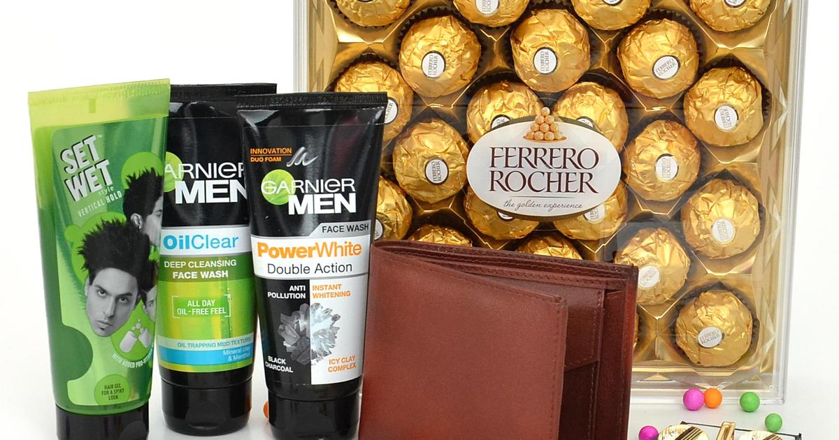 Chocolaty Hamper with Garnier Men Products | Gift Baskets