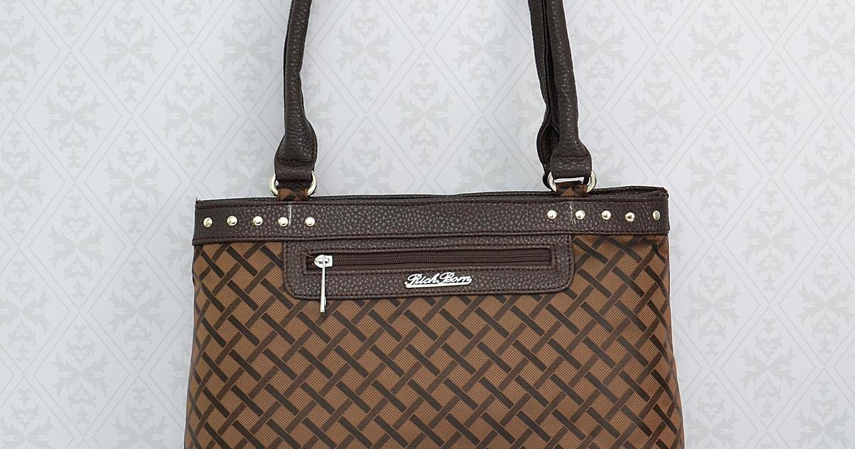 Brown Hand Bag in Check Design | Bags & Purses