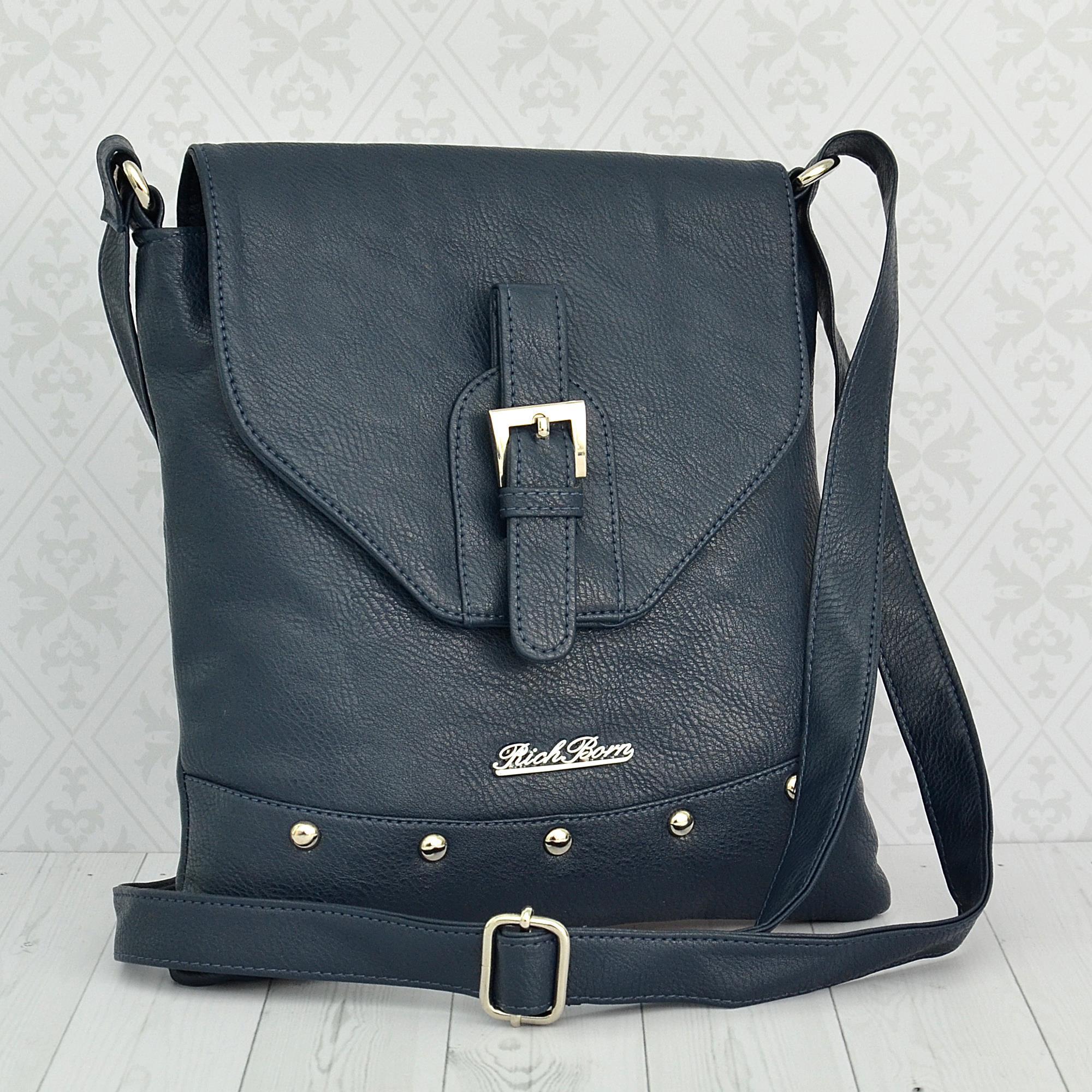 Navy Blue Matte Finish Hand Bag | Bags & Purses