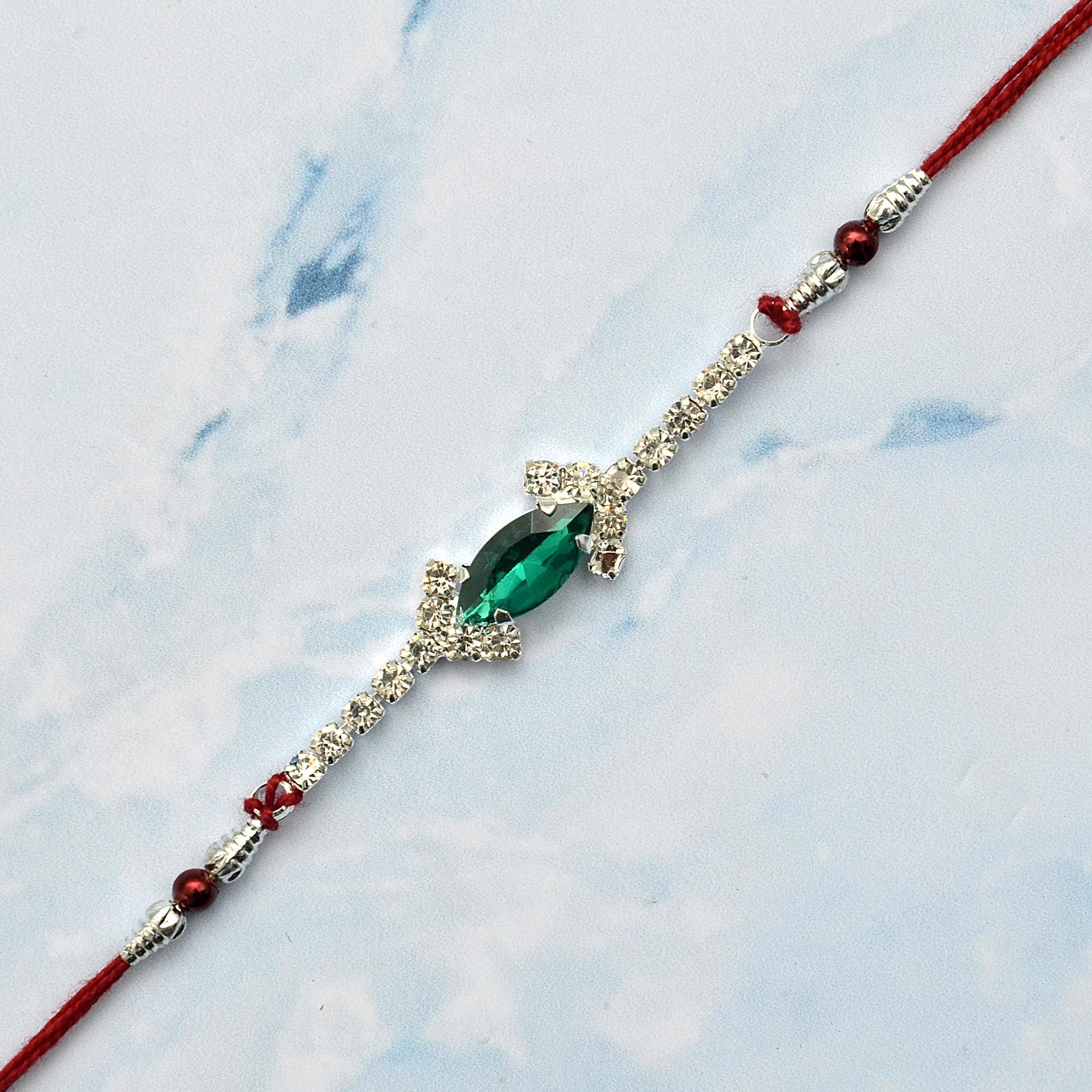 Attractive Sky Blue Stone Rakhi | Online Rakhi Store