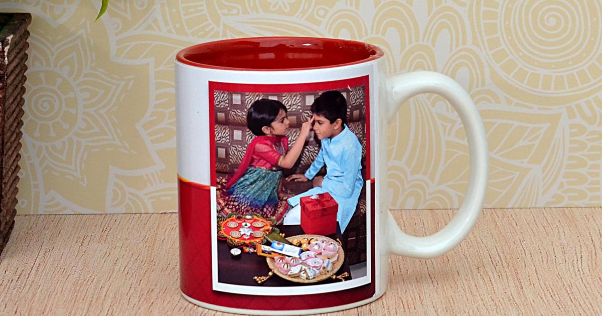 Inner Red Personalized Rakhi Mug | Rakhi Personalised