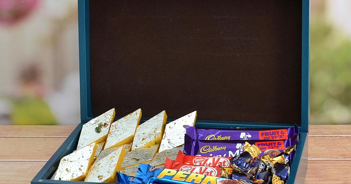 Dairy Milk, Kit Kat & Kaju Kesar Barfi in Box | Gift Baskets