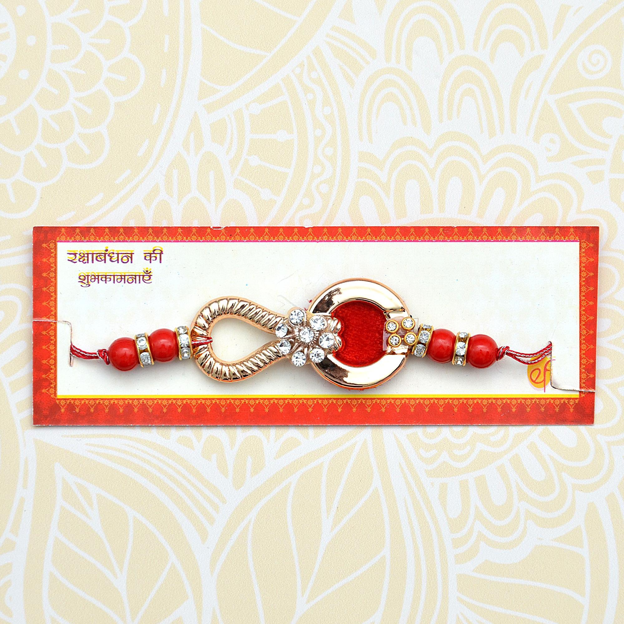 Golden Red Designer Rakhi | Designer Rakhi