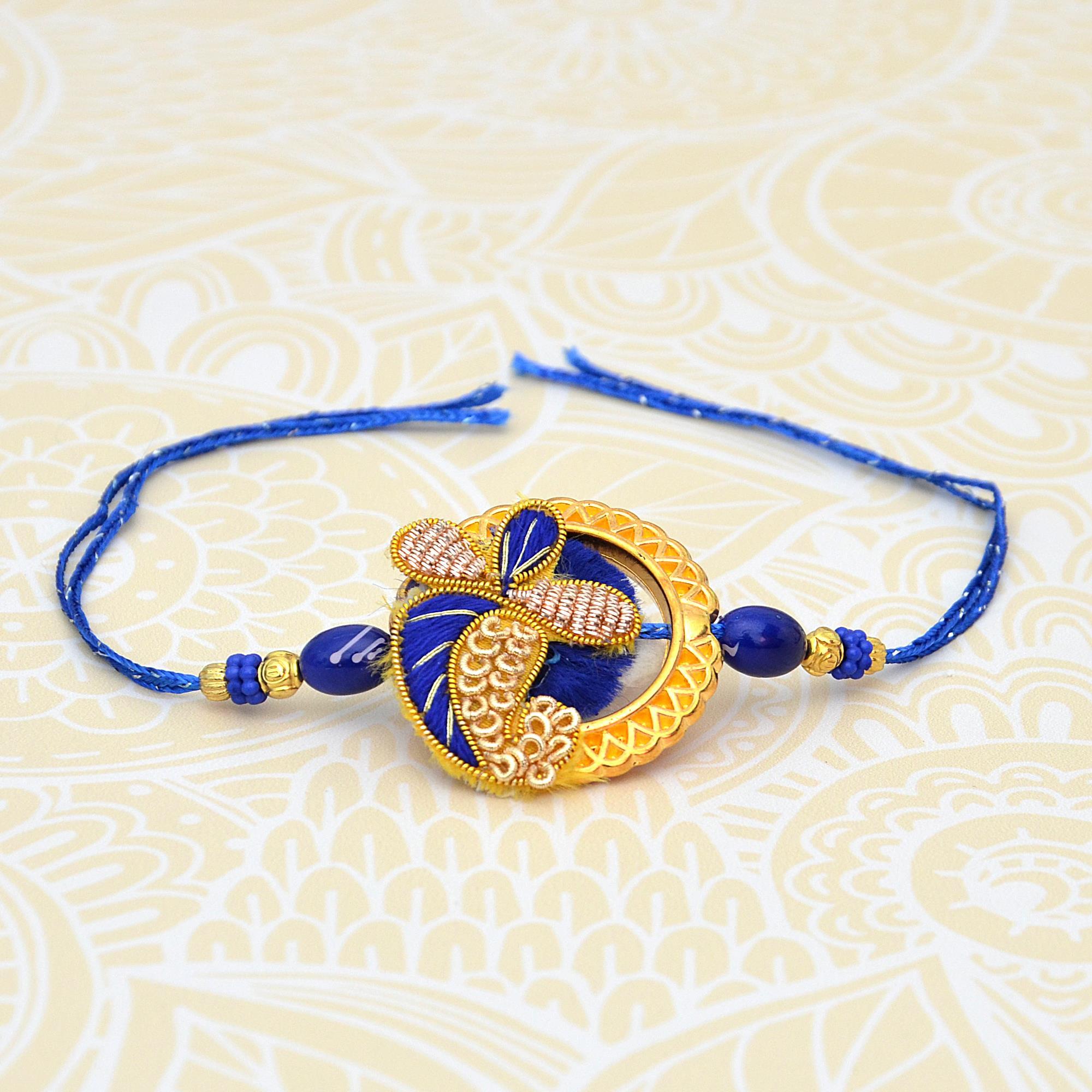Golden Blue Designer Rakhi | Designer Rakhi