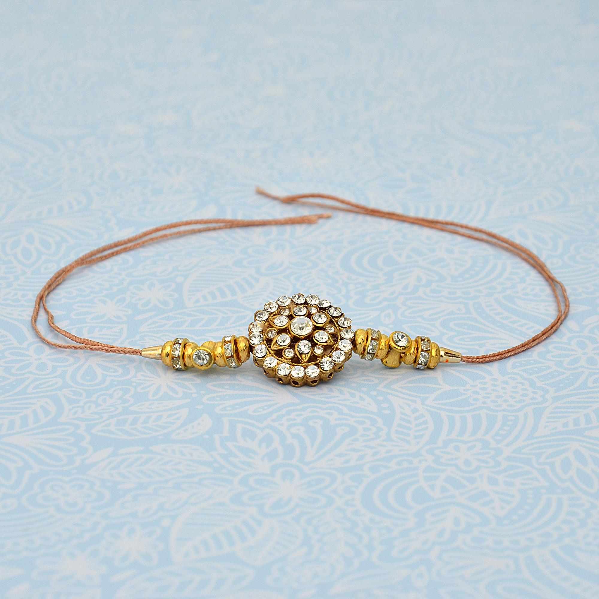 Gorgeous Round Stone Rakhi (Express), | Rakhi Same Day
