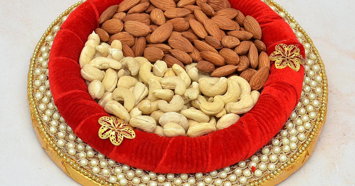 Dry Fruit Thali, 200gms Dry Fruits with Thali | Same Day