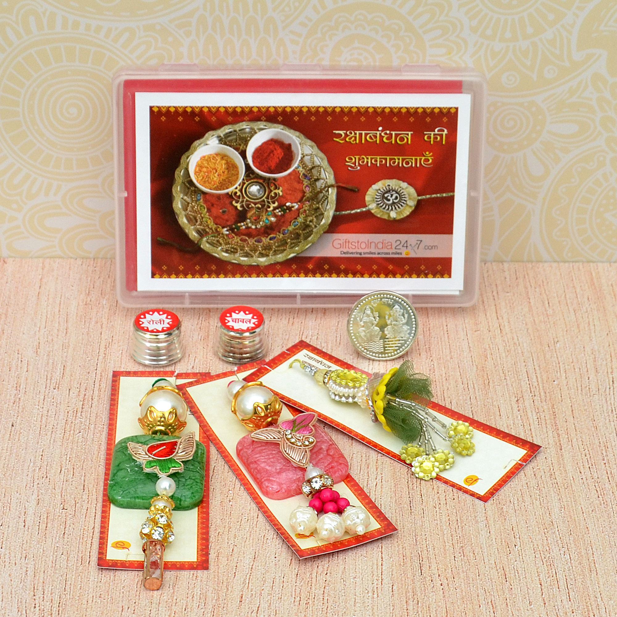 Set of 3 Lumba Rakhi Set | Lumba & Rakhi