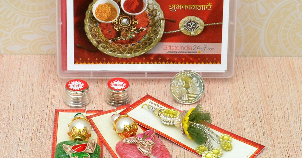 Set of 3 Lumba Rakhi Set | Lumba & Rakhi