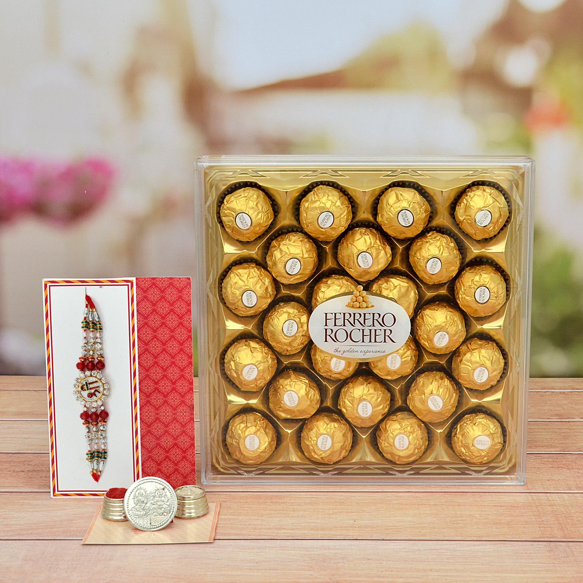 24 Pcs Ferrero Rocher with Rakhi | Rakhi Hampers