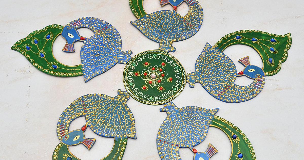 Mayur Rangoli | Diwali Diyas