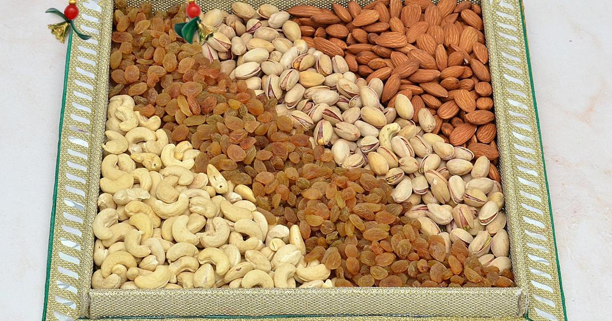 Diwali Dry Fruit Thali - 1 Kg Dry Fruits in a Thali | Diwali Gifts