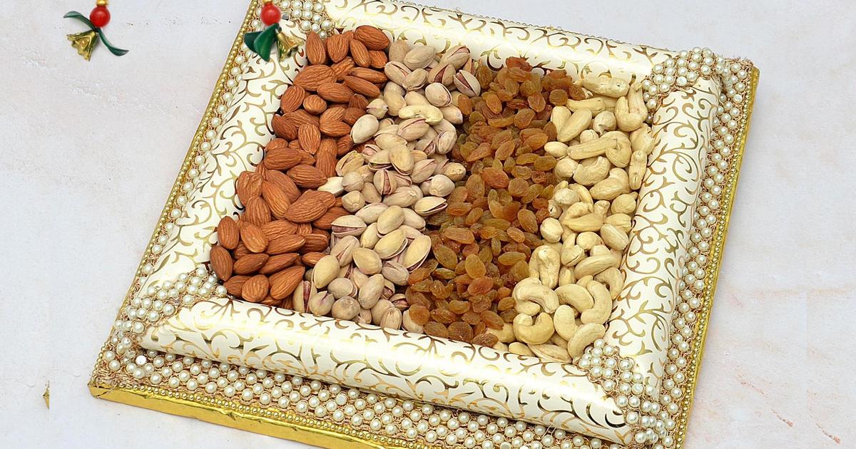 Diwali Dry Fruit Thali - 400gm Mixed in a Thali | Diwali Gifts