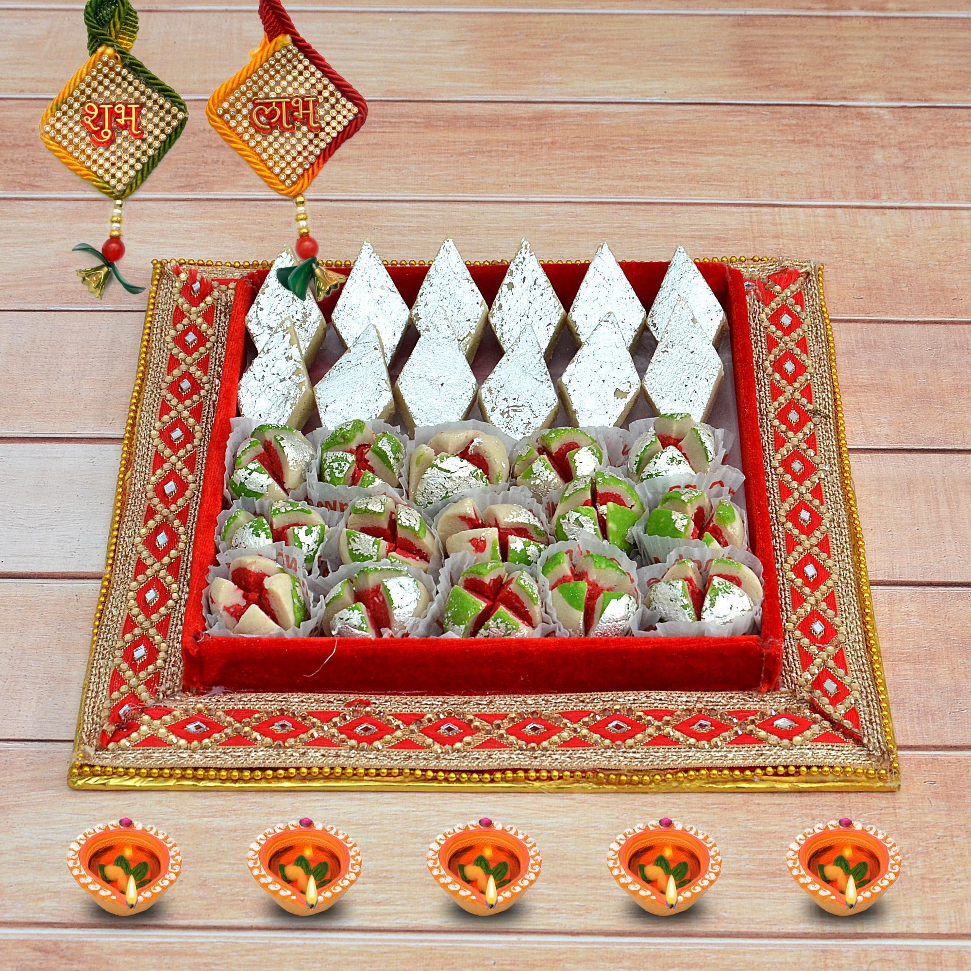 Barfi & Kaju Pista Phool Thali | Diwali Gifts