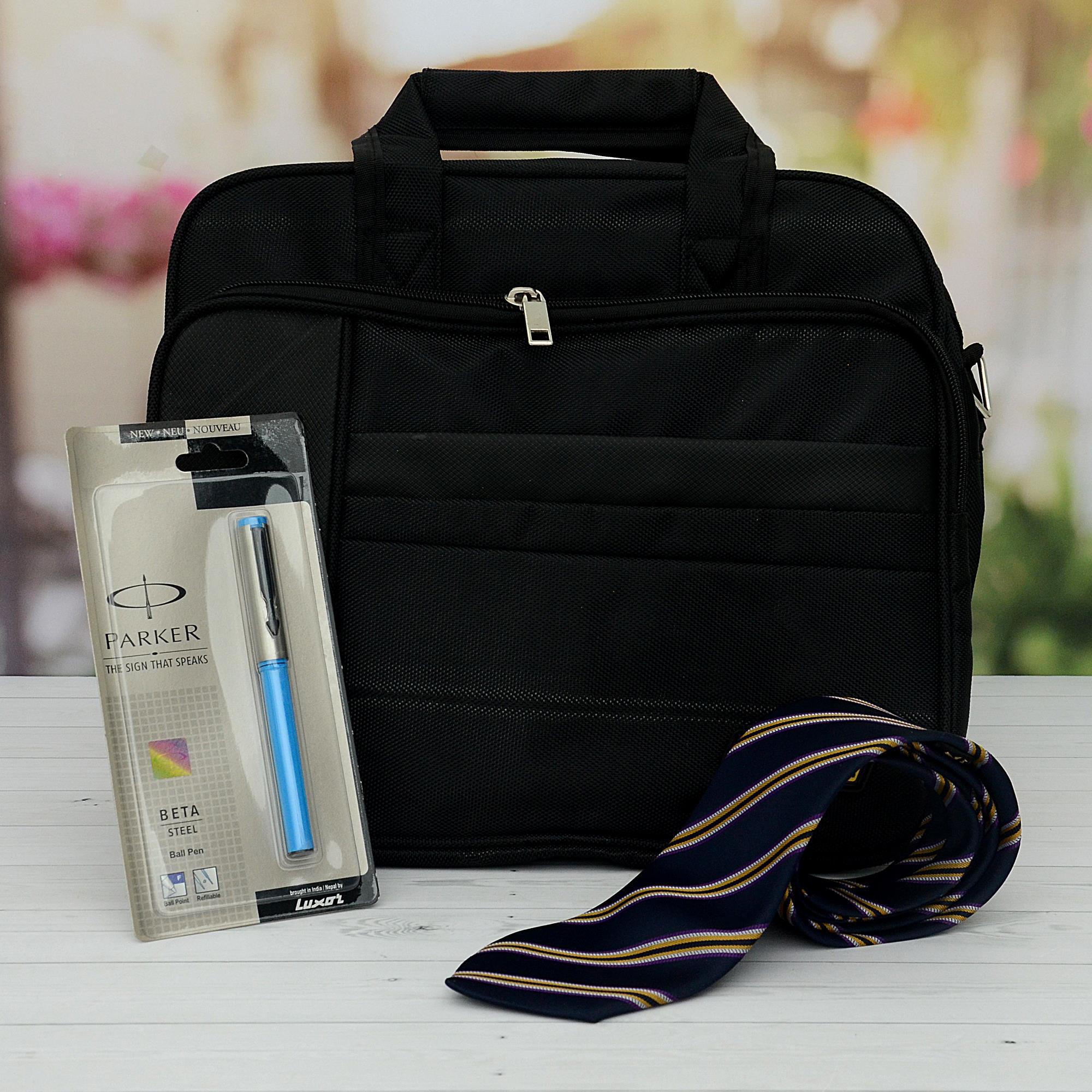 Blue Tie, Pen with Portfolio Bag | Gift Baskets