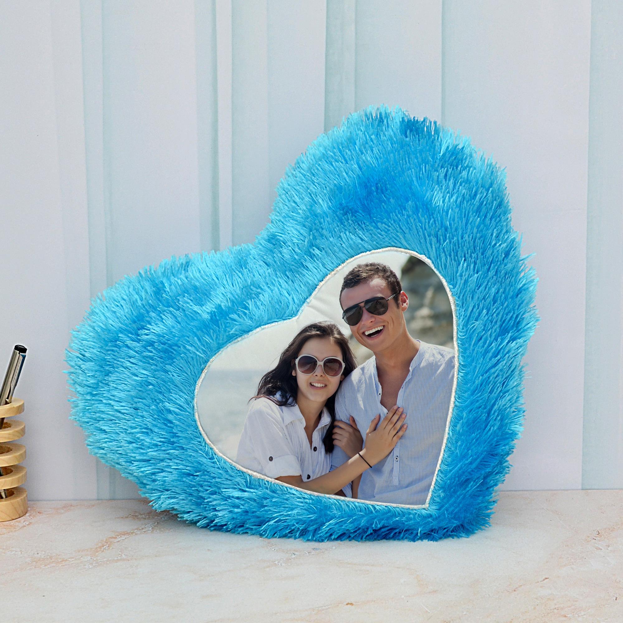 Blue Personalized Heartshape Pillow | Valentine Personalized