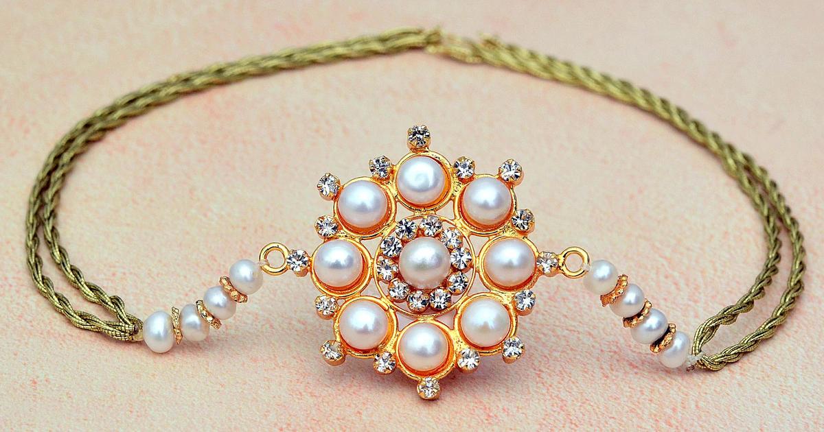 Designer Real Pearl Flower Rakhi | Designer Rakhi