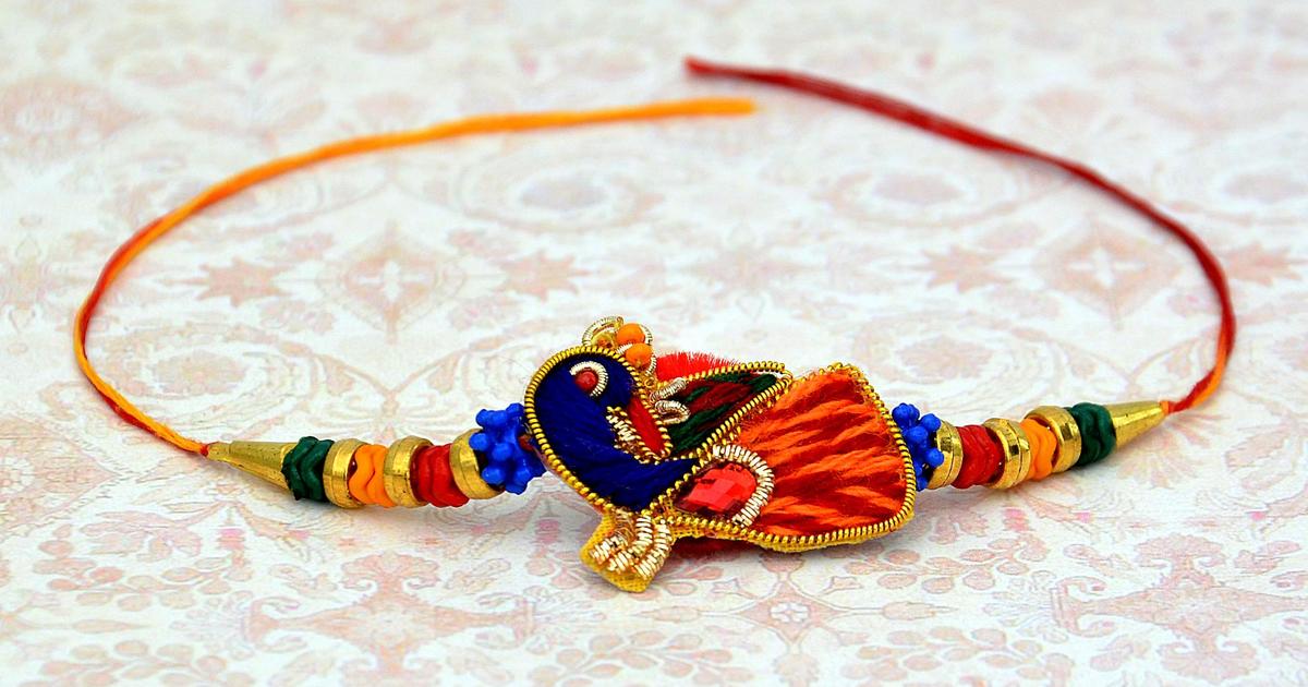 Attractive Peacock Mouli Rakhi | Designer Rakhi