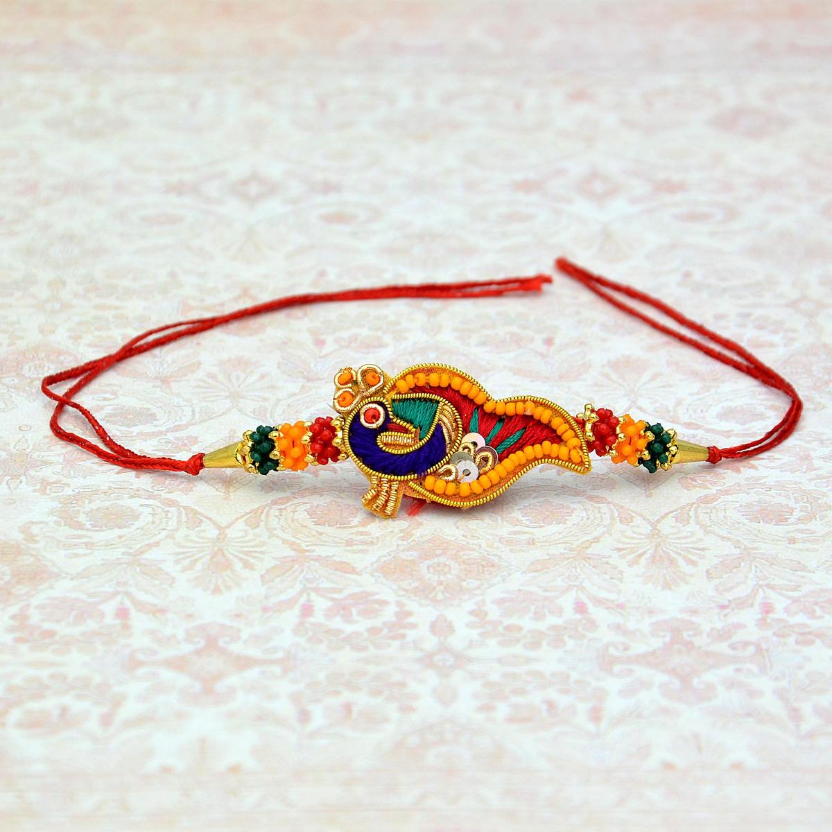 Designer Peacock Zardosi Rakhi | Exclusive Rakhi