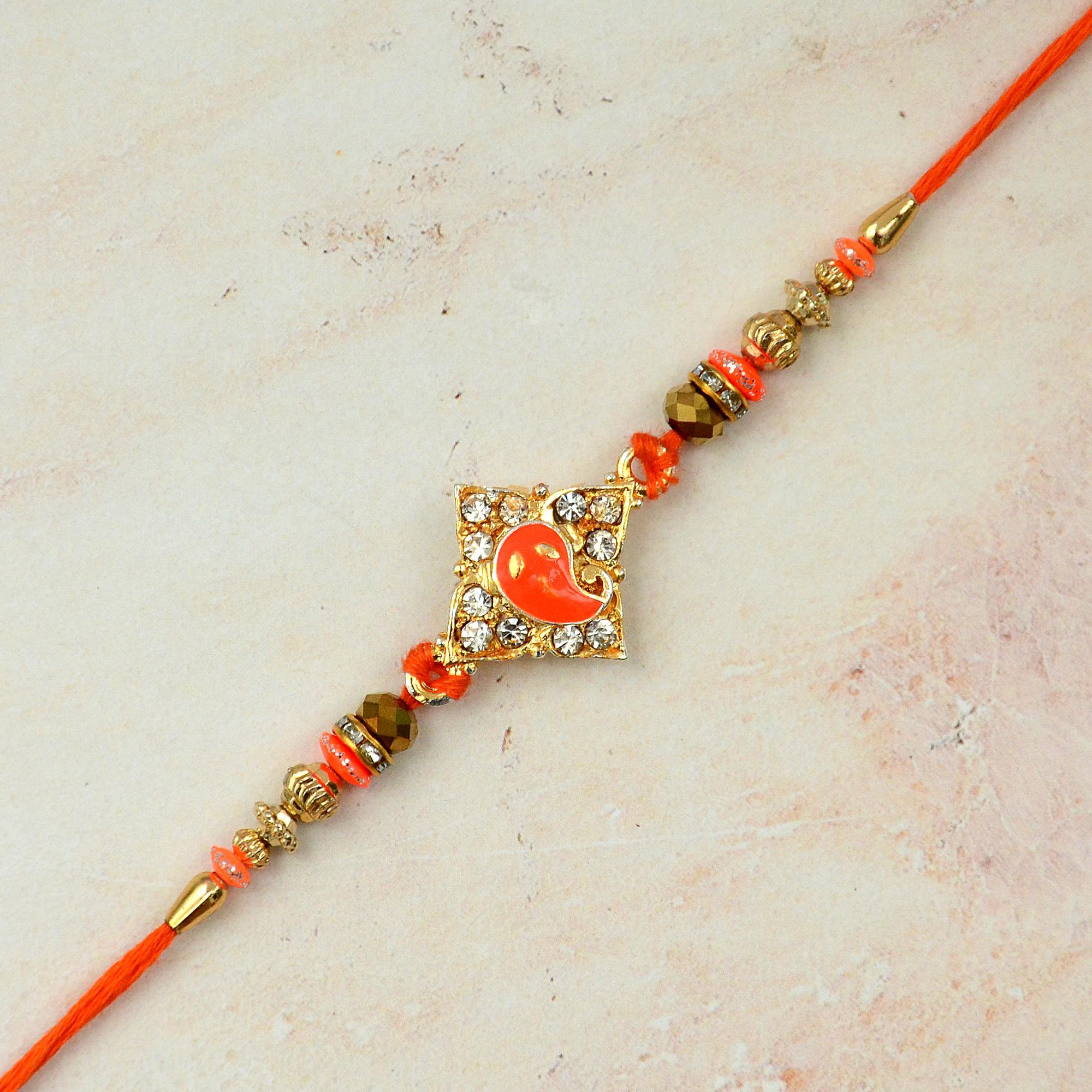 Orange Ganesh Rakhi | Ganesh Rakhis